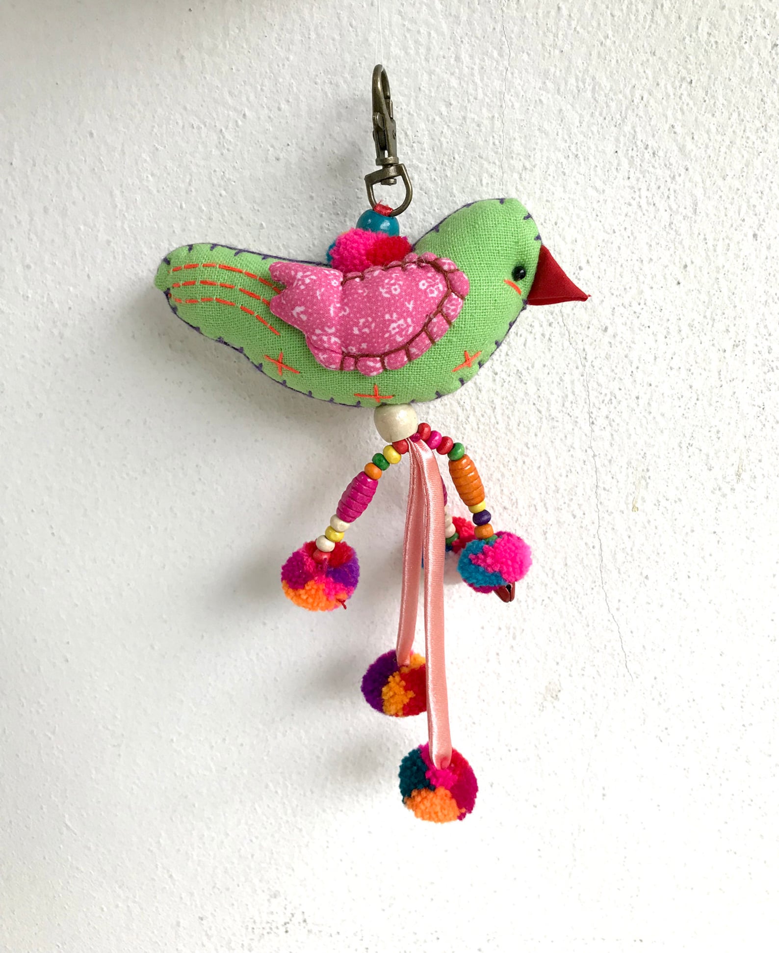 Stuffed Bird Keychain Animal Key Chain Green Fabric - Etsy