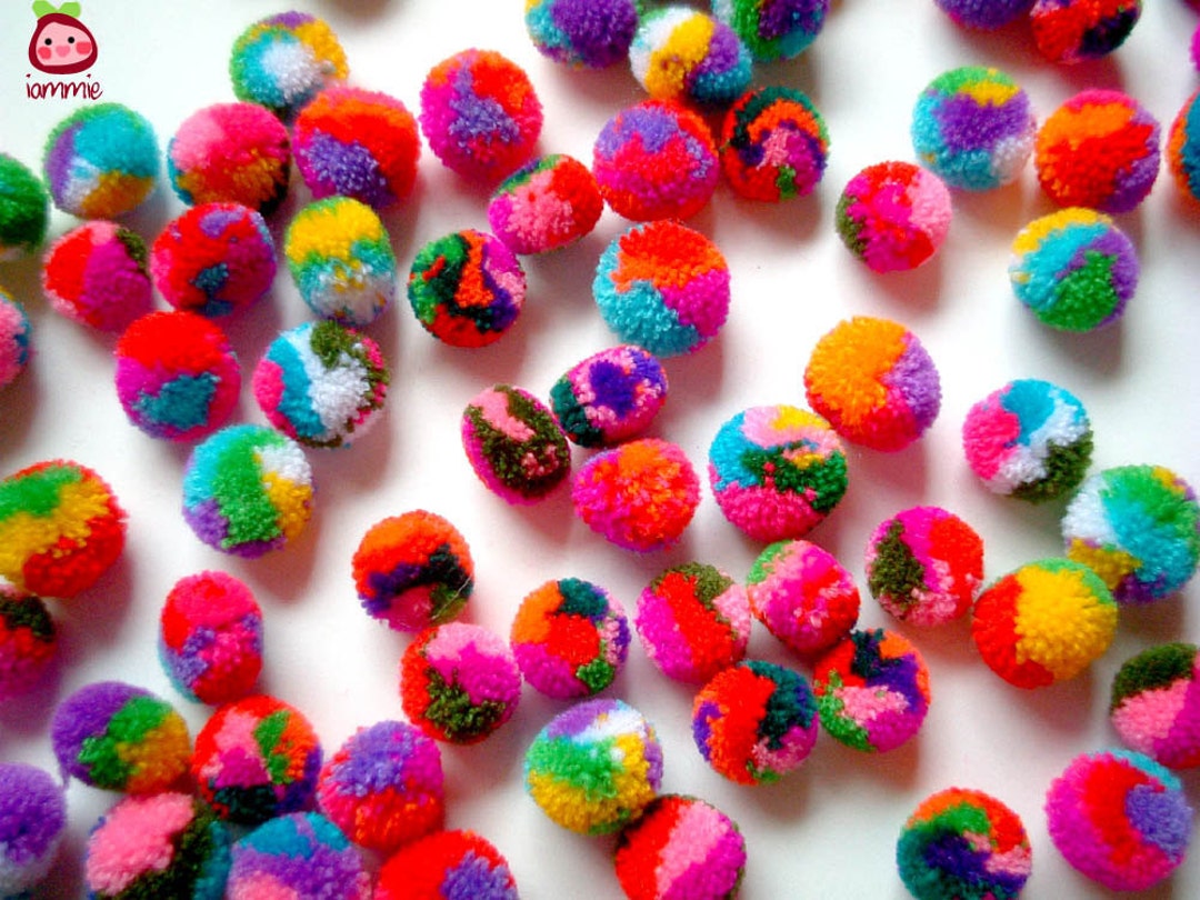 Mini Yarn Pom Poms Miniature Party Pom Pompom Colorful - Etsy