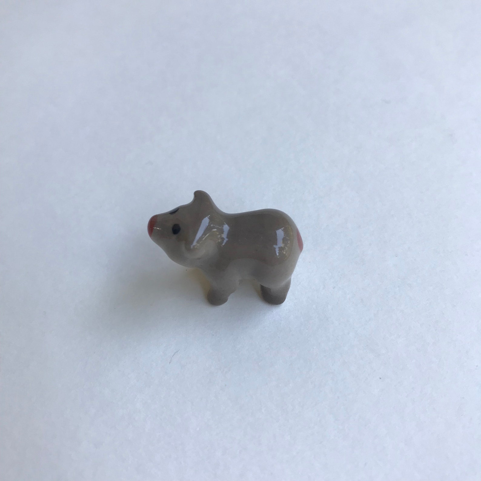 Miniature Ceramic Pig Figurine, Pig Figure, Babe, Grey, Gray, Cute ...