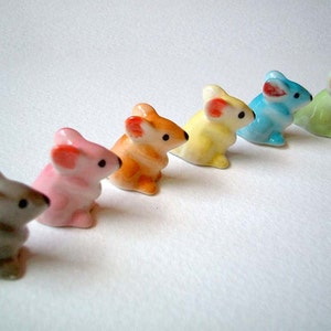 Miniature Mouse Figurine, Yellow, Ceramic Animal, Little Animal, Tiny ...