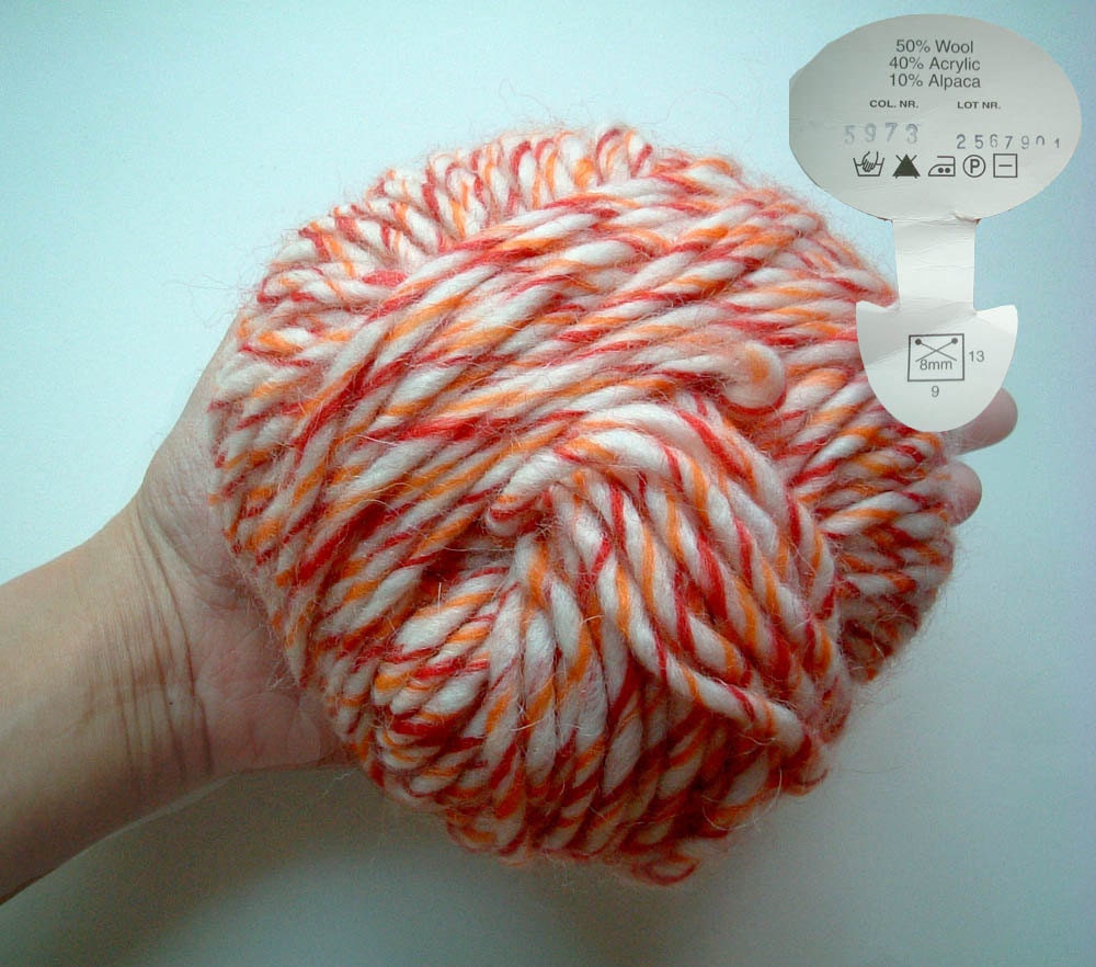Yarn Red White Orange Wool Acrylic Alpaca Spiral Yarn - Etsy