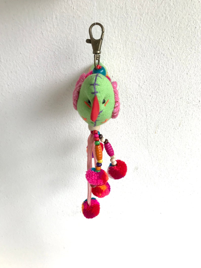 Stuffed Bird Keychain Animal Key Chain Green Fabric - Etsy