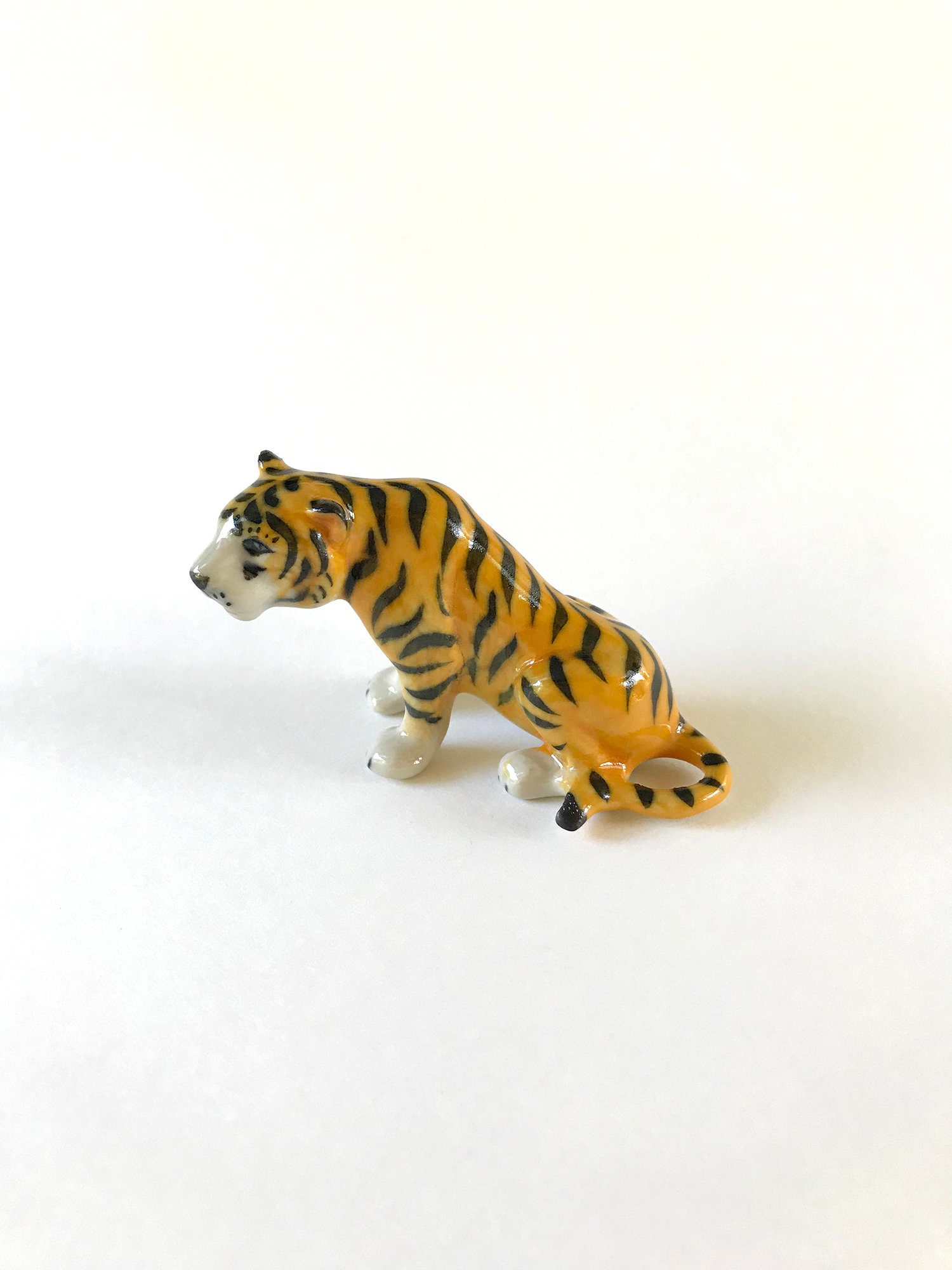 Tiger Ceramic Figure Figurine Mini Animal Ceramic Animal | Etsy