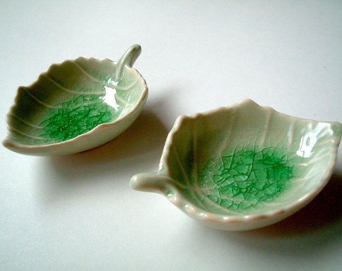 Green Leaf Ceramic Plate Ceramic Bowl Sauce Dish Small - Etsy