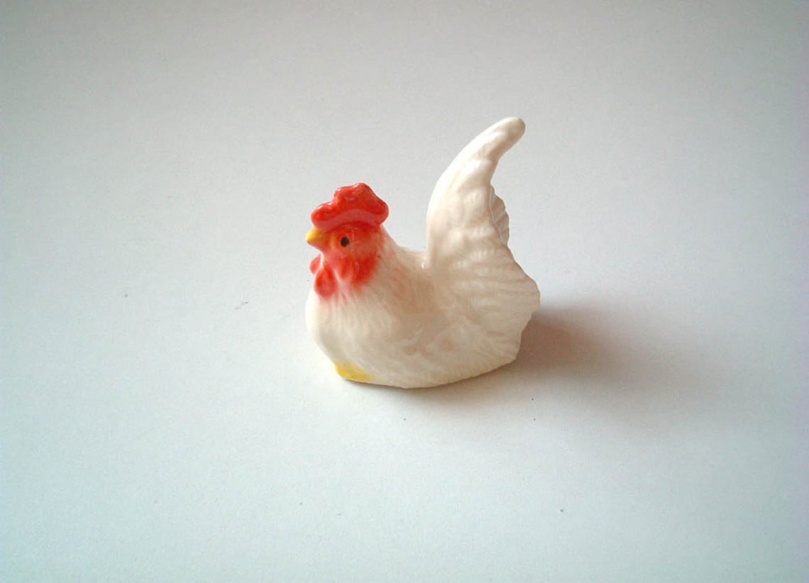White Ceramic Chicken : Ceramic Hen Ceramic Rooster Mini - Etsy