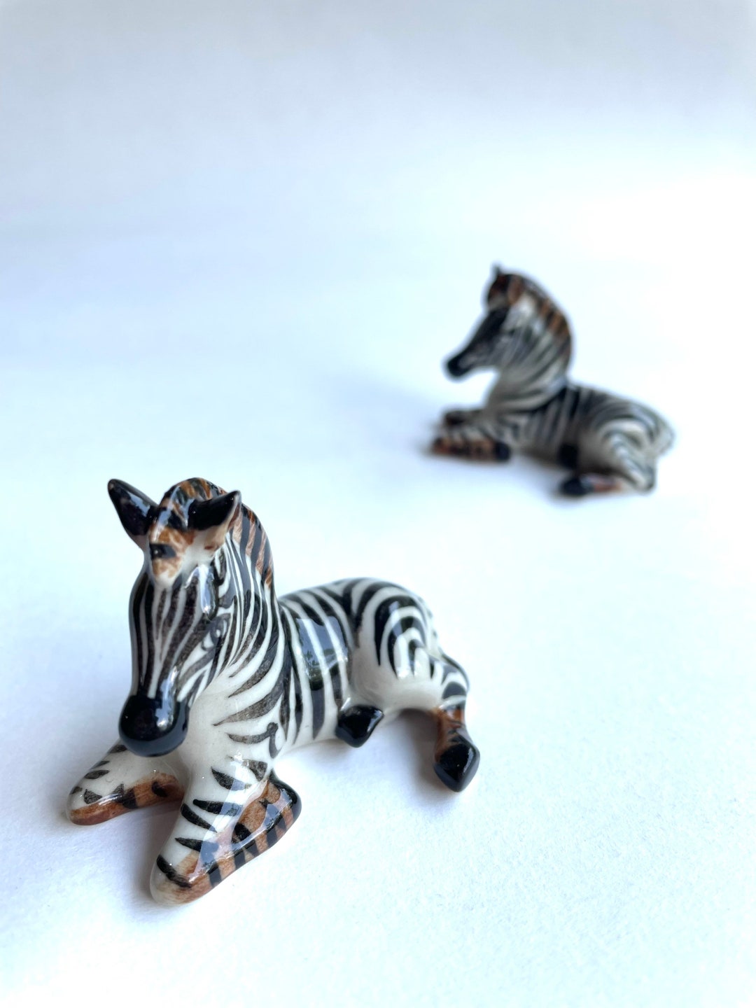 Zebra Figure, Figurine, White, Black, Lying, Ceramic Animal Figure ...