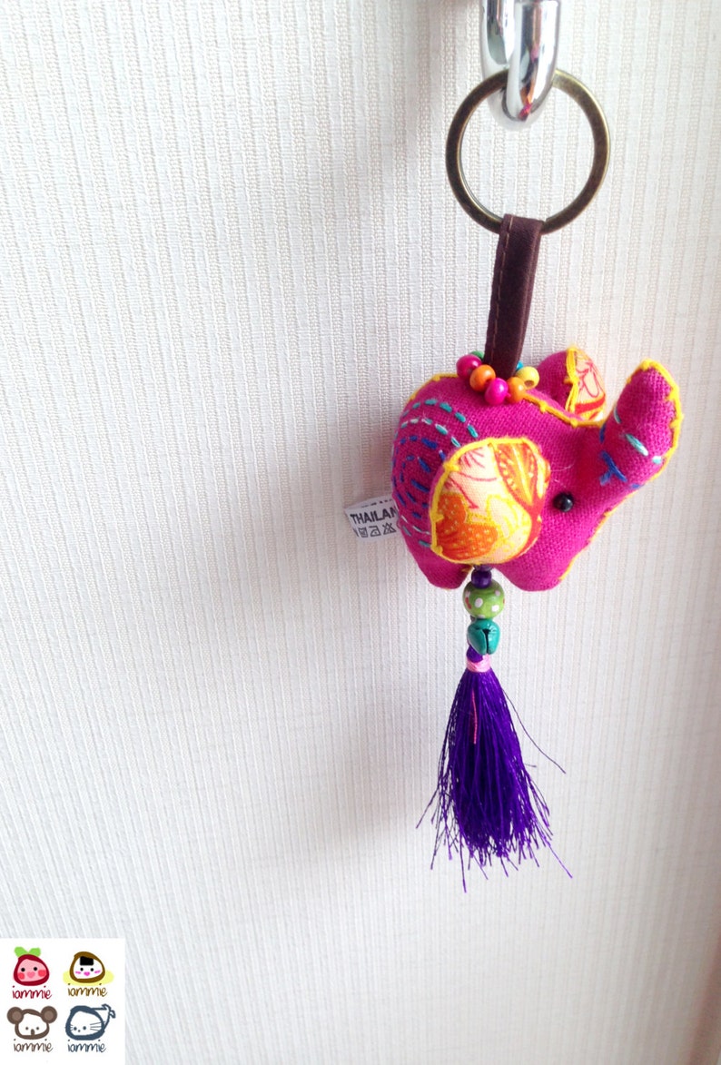Elephant Keychain Pink Elephant Key Chain Fabric Elephant - Etsy