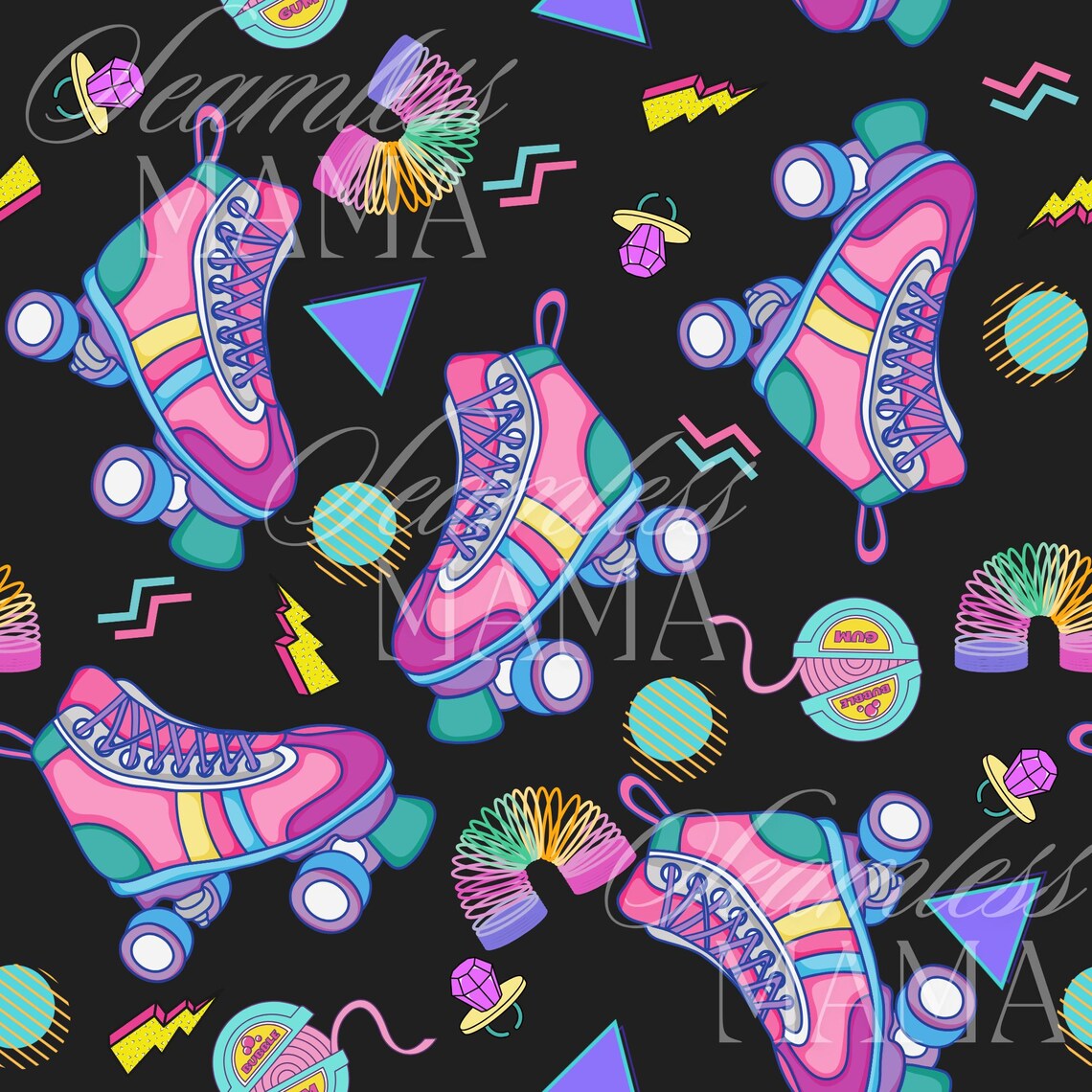 Retro Skate 90s Seamless Digital File - Instant Download - Etsy