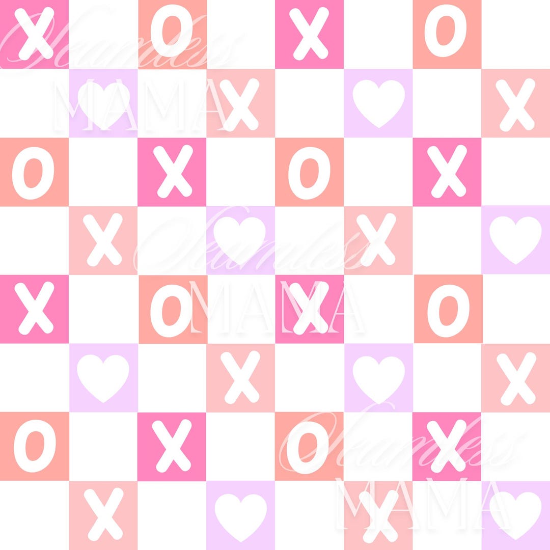 Retro Checkered Pastel XO Valentines Day Repeat Pattern Seamless File ...