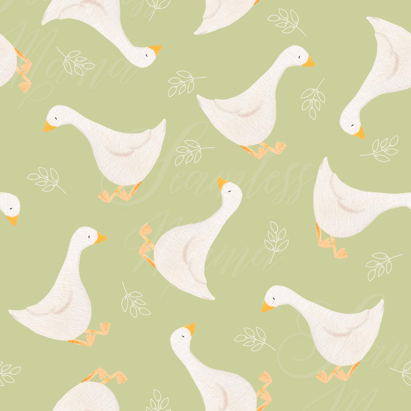Green Silly Goose Seamless Digital File Instant Download - Etsy