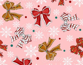 Christmas Bows Seamless Digital File Light Background - Instant ...