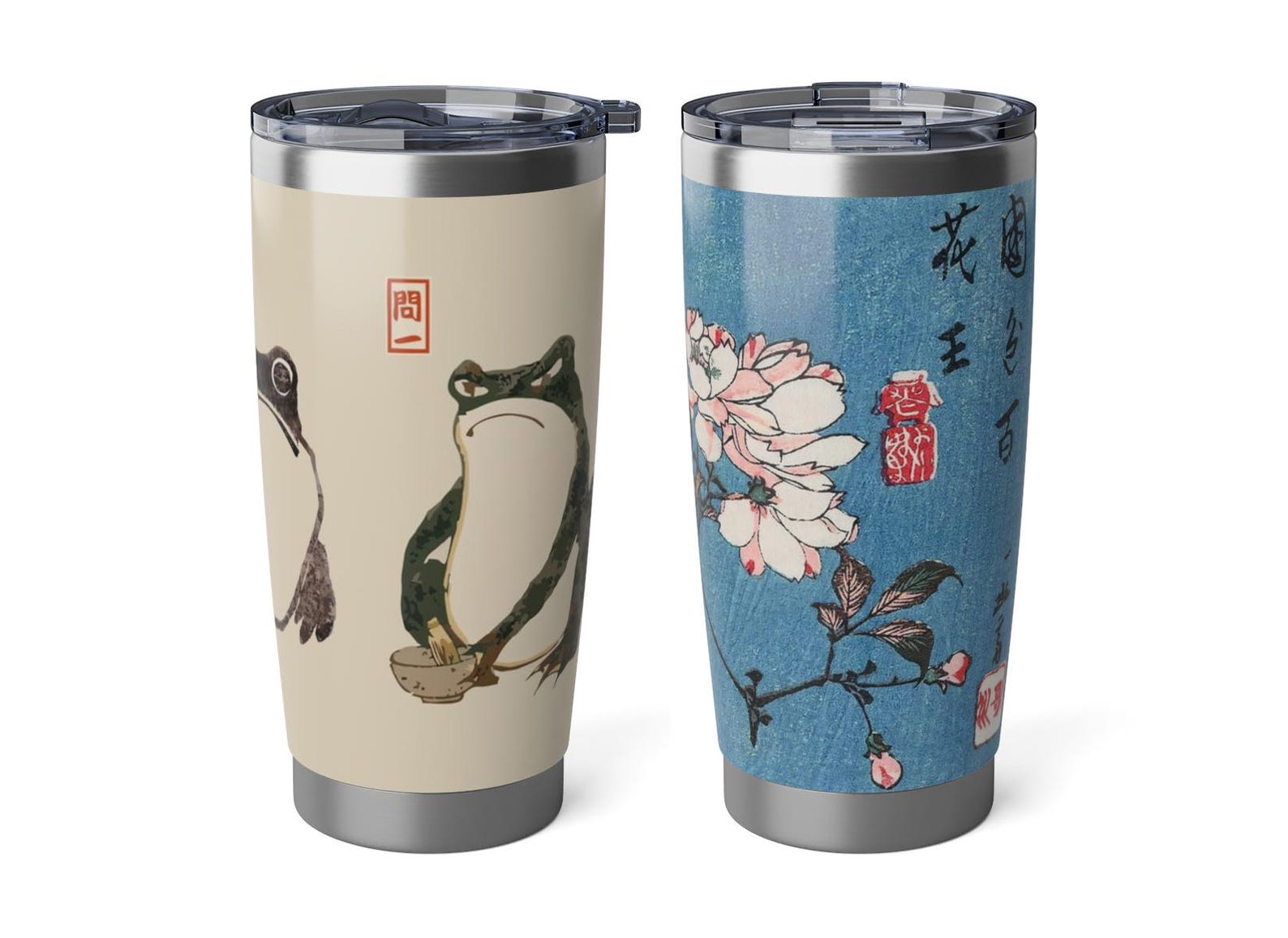 Japanese Cherry Blossom Tumbler: Ukiyo-e Stainless Steel Travel Mug - Etsy