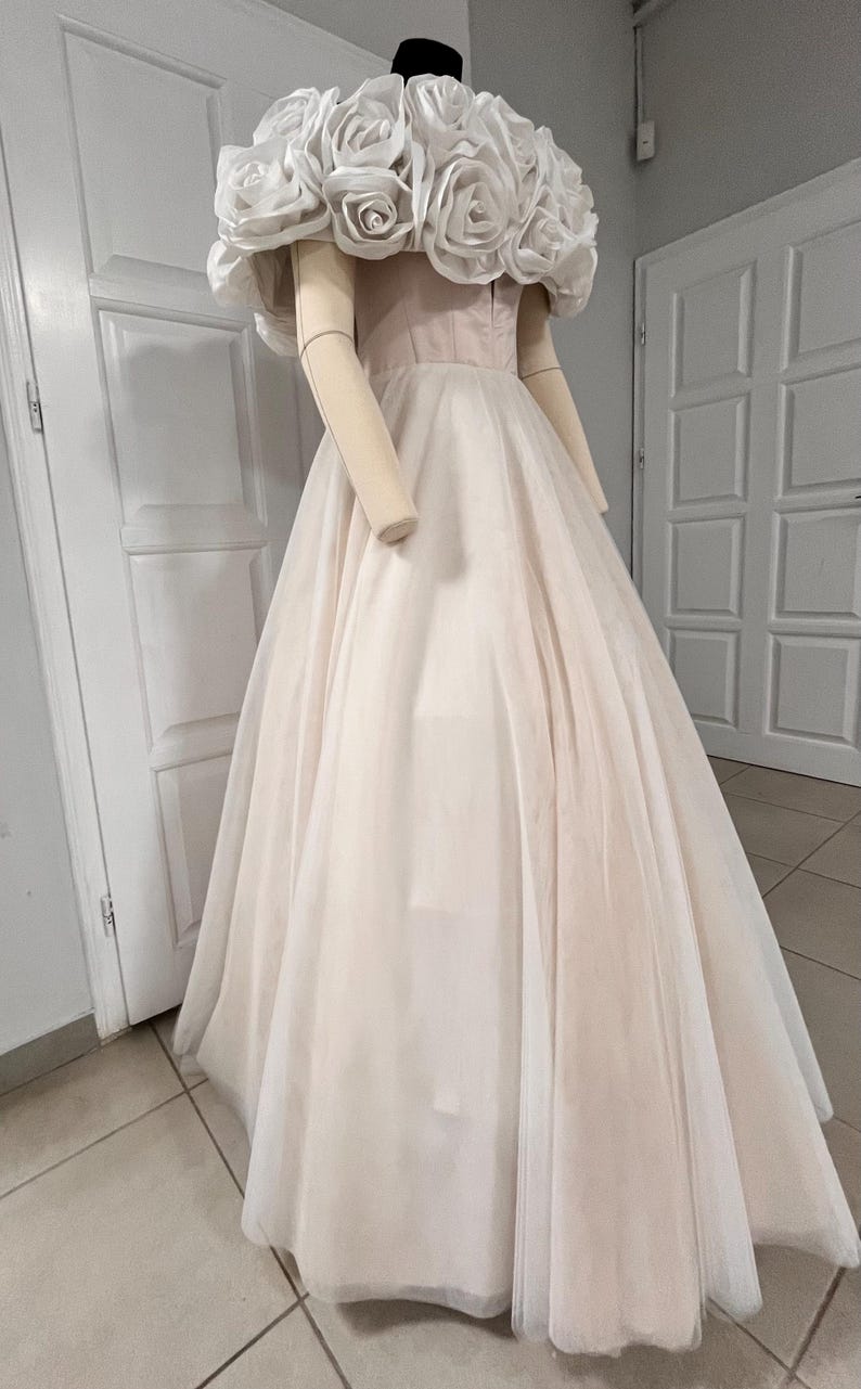 White Wedding Cape With Roses,3d Roses, Shoulder Decoration,wedding ...