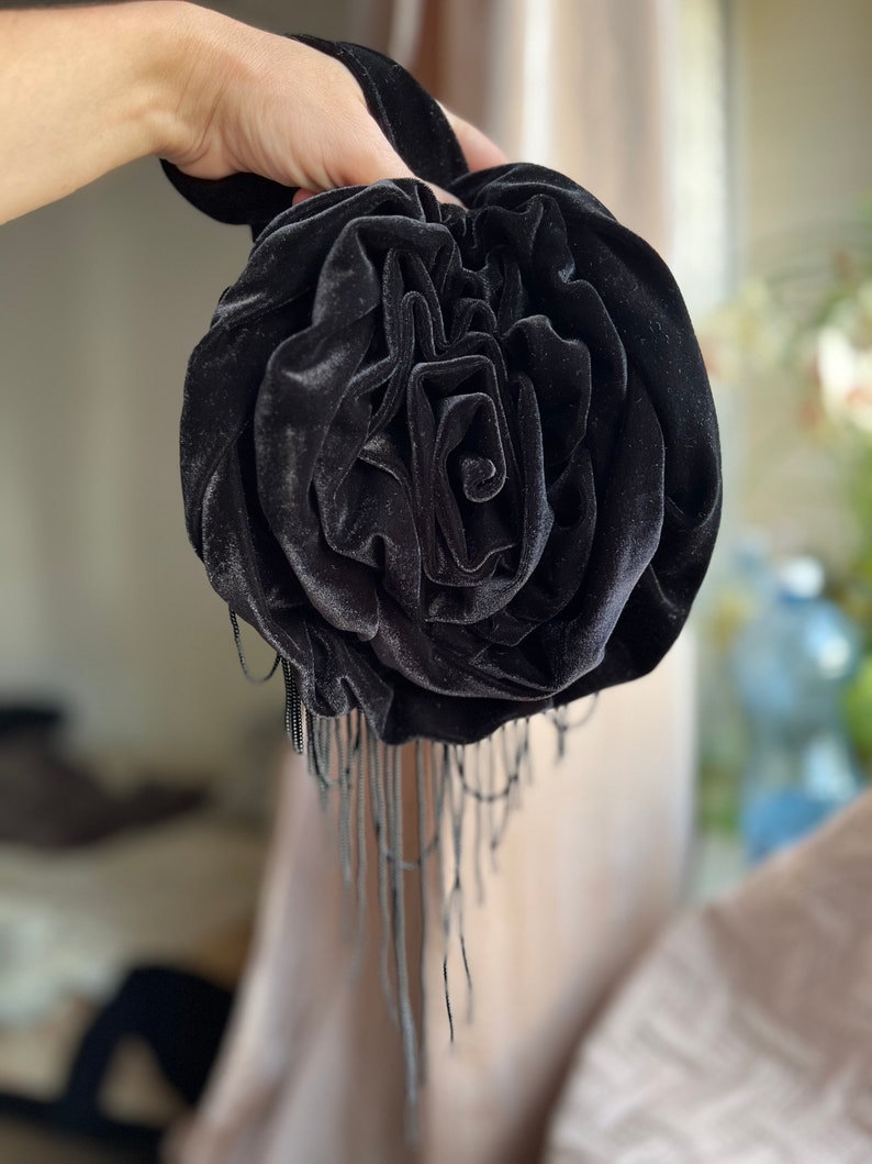 Velvet Women Rose Bag, With Beaded Fringe., Wedding Сlutch Bag, Evening ...