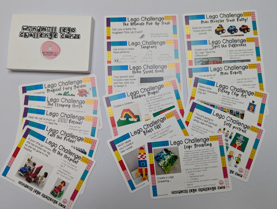 Lego Brick Build Challenge Flash Cards - Etsy