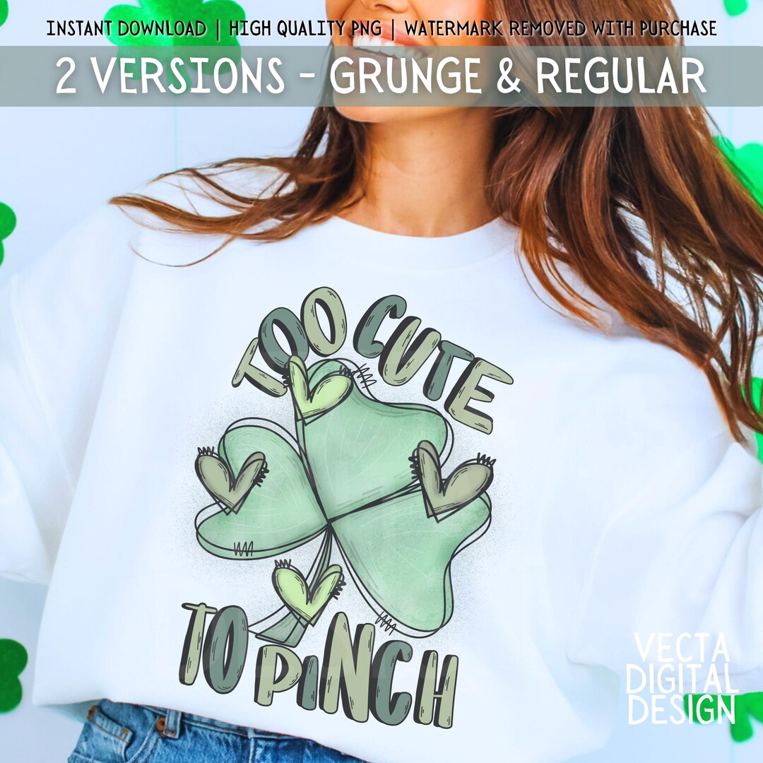Too Cute to Pinch PNG St Patrick Day Shirt, Retro Shamrock Png, Lucky ...