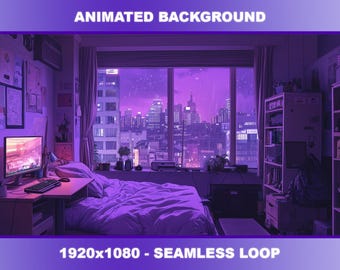 Animated Background for Twitch, Lofi Cozy Bedroom, Flying Stars, Cozy ...