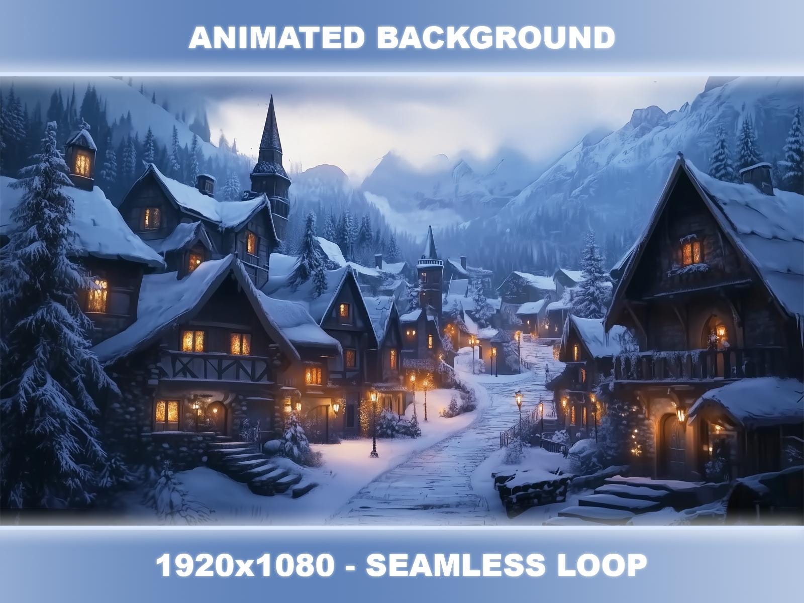 Animated Background for Twitch | Snowy Winter Village | Cozy Magical ...