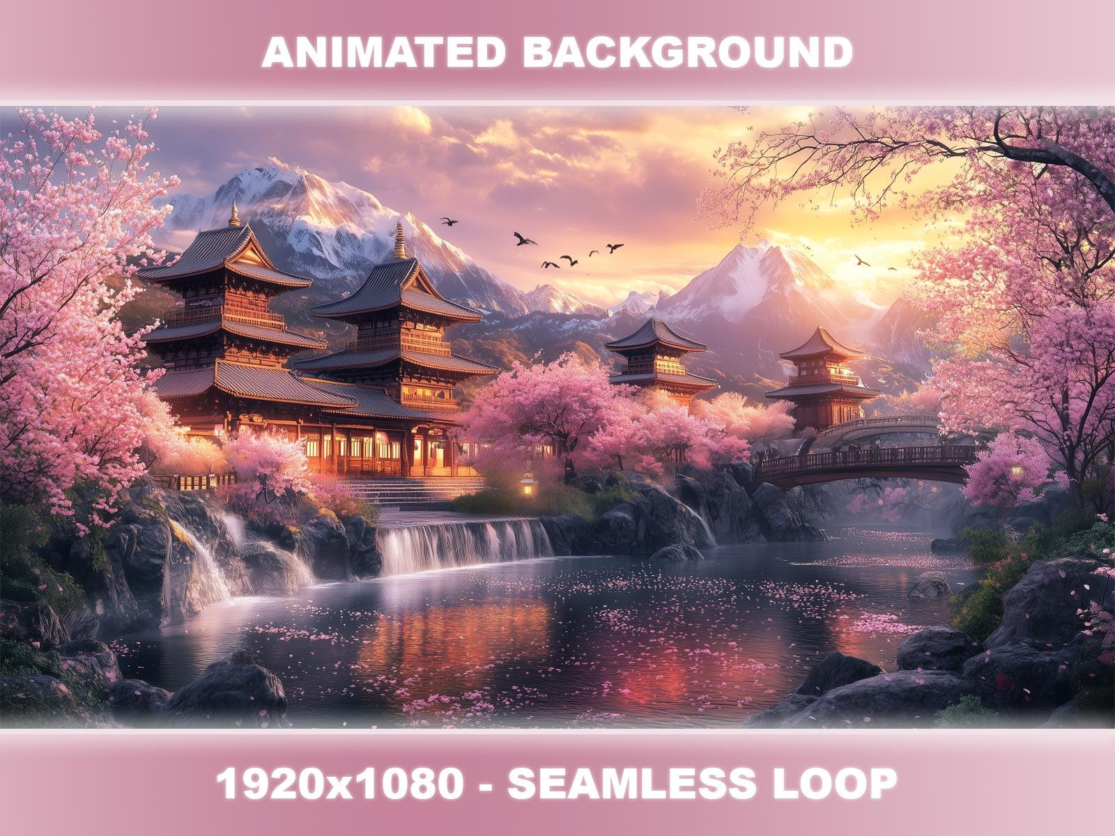 Animated Background for Twitch | Japanese Temple | Cherry Blossom ...