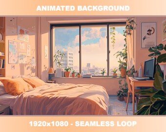 Animated Background for Twitch, Lofi Cozy Bedroom, Flying Stars, Cozy ...