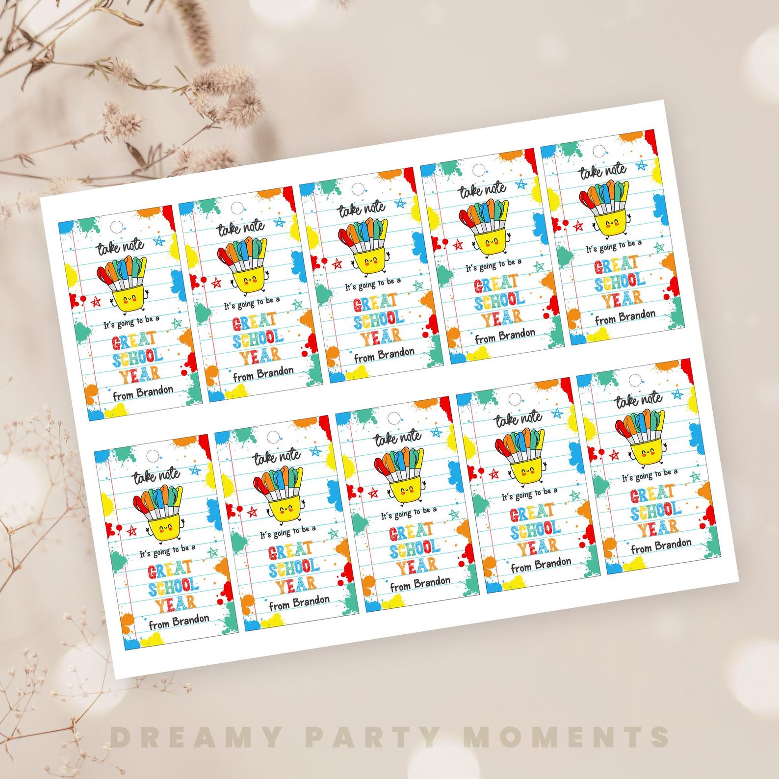 Welcome Back to School Favor Tags Take Note Its Going to Be Great ...