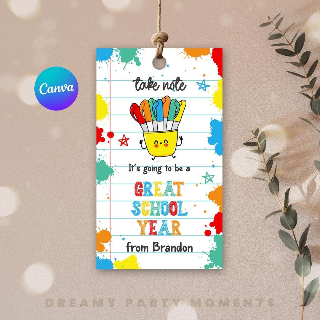 Welcome Back to School Favor Tags Take Note Its Going to Be Great ...