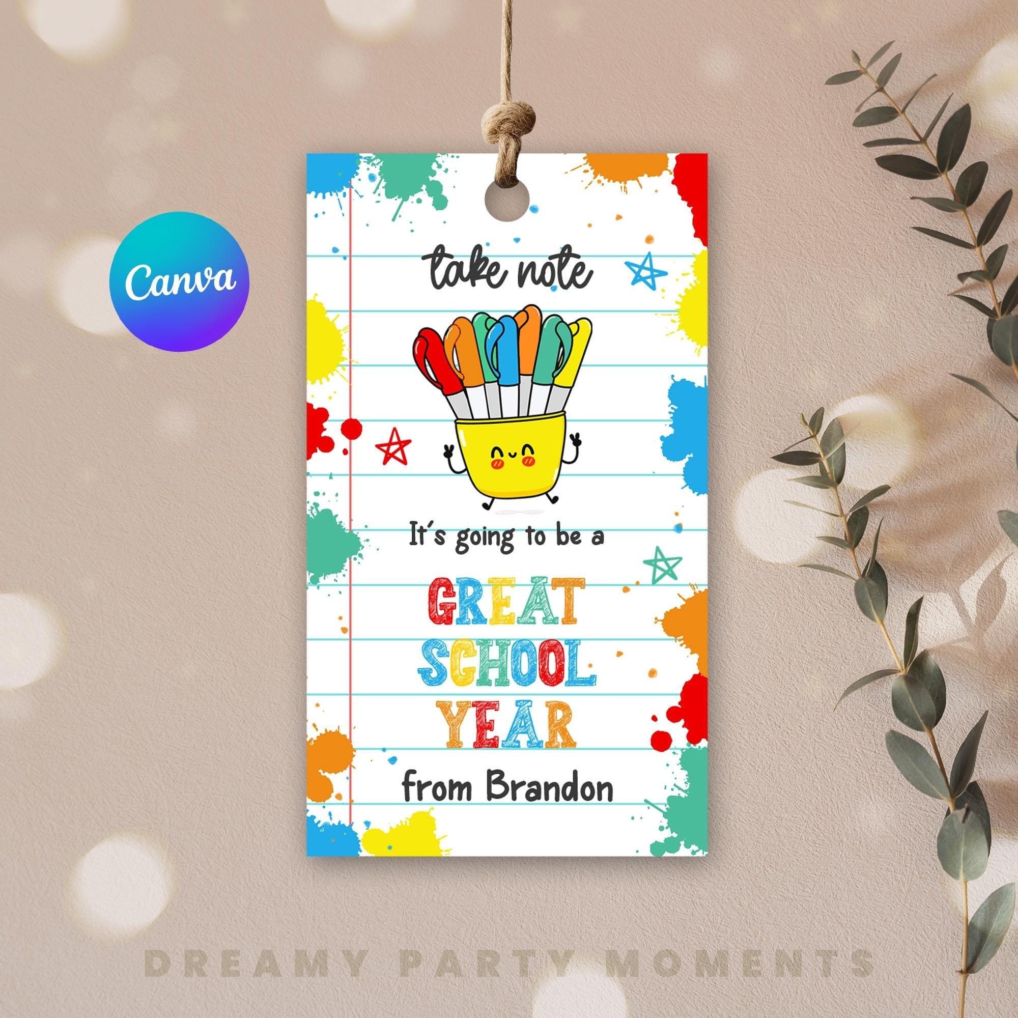 Welcome Back to School Favor Tags Take Note Its Going to Be Great ...