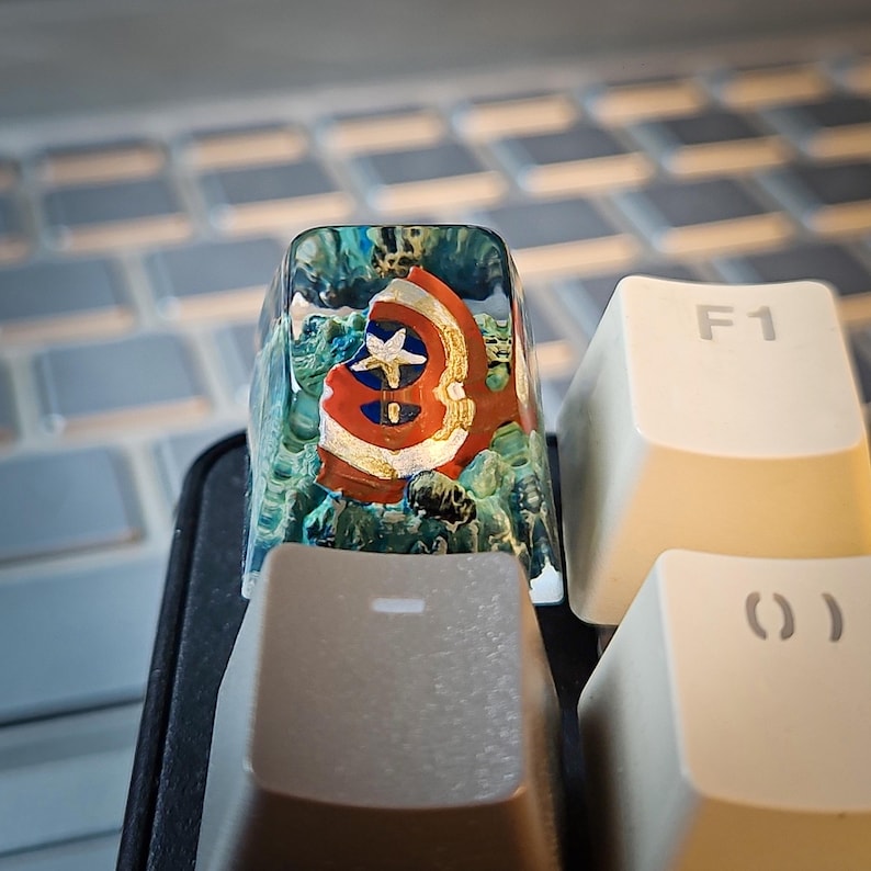 Superhero Icon Keycap, Captain Shield Artisan Kecap, Custom Keycap ...