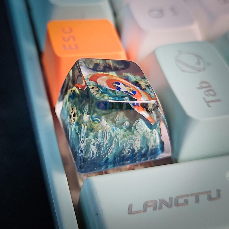 Superhero Icon Keycap, Captain Shield Artisan Kecap, Custom Keycap ...
