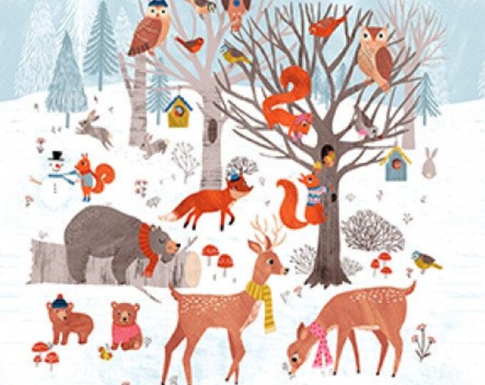 Holiday Themed Winter Fabric Panel Dreaming of Snow 22 X 44 Inches From ...