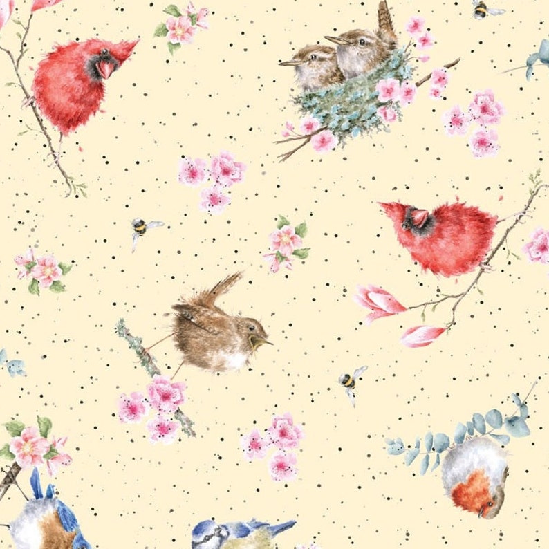 Bramble Patch Multi Birds Tossed by Hannah Dale for Maywood - Etsy