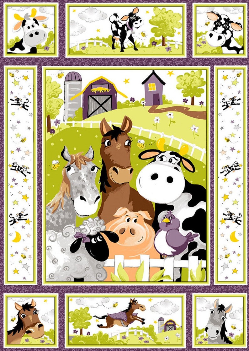Susybee Barnyard Buddies Children's Cotton Fabric Panel 36 - Etsy