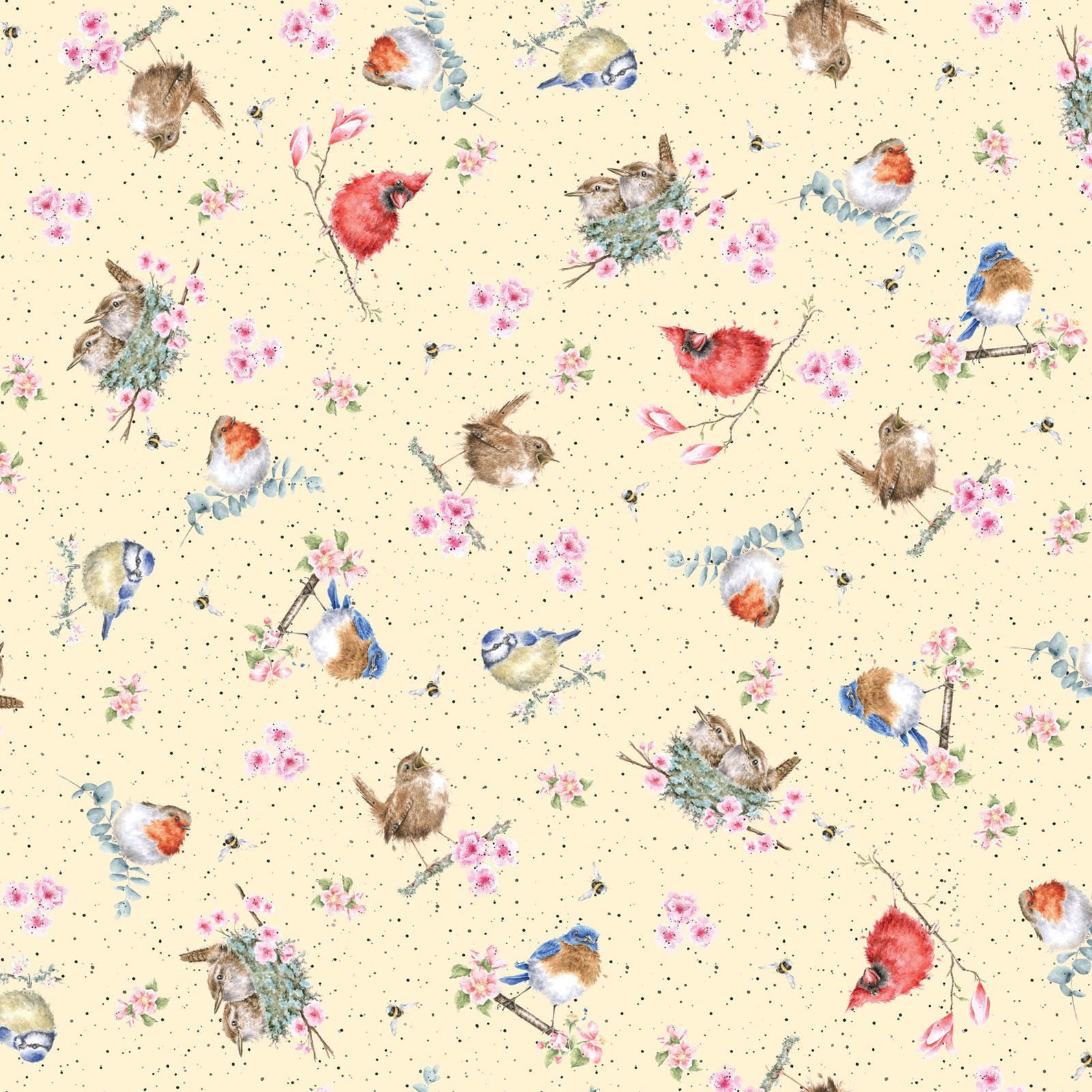Bramble Patch Multi Birds Tossed by Hannah Dale for Maywood - Etsy