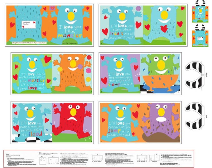 Dexter the Dinosaur Learns Numbers Children's Cloth Book Panel to Sew ...