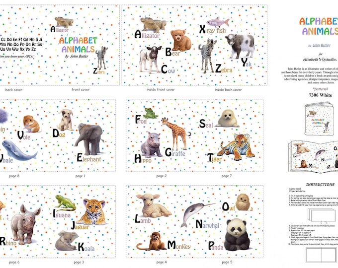 Alphabet Animals Cloth Book Panels From Elizabeth Studios - Etsy