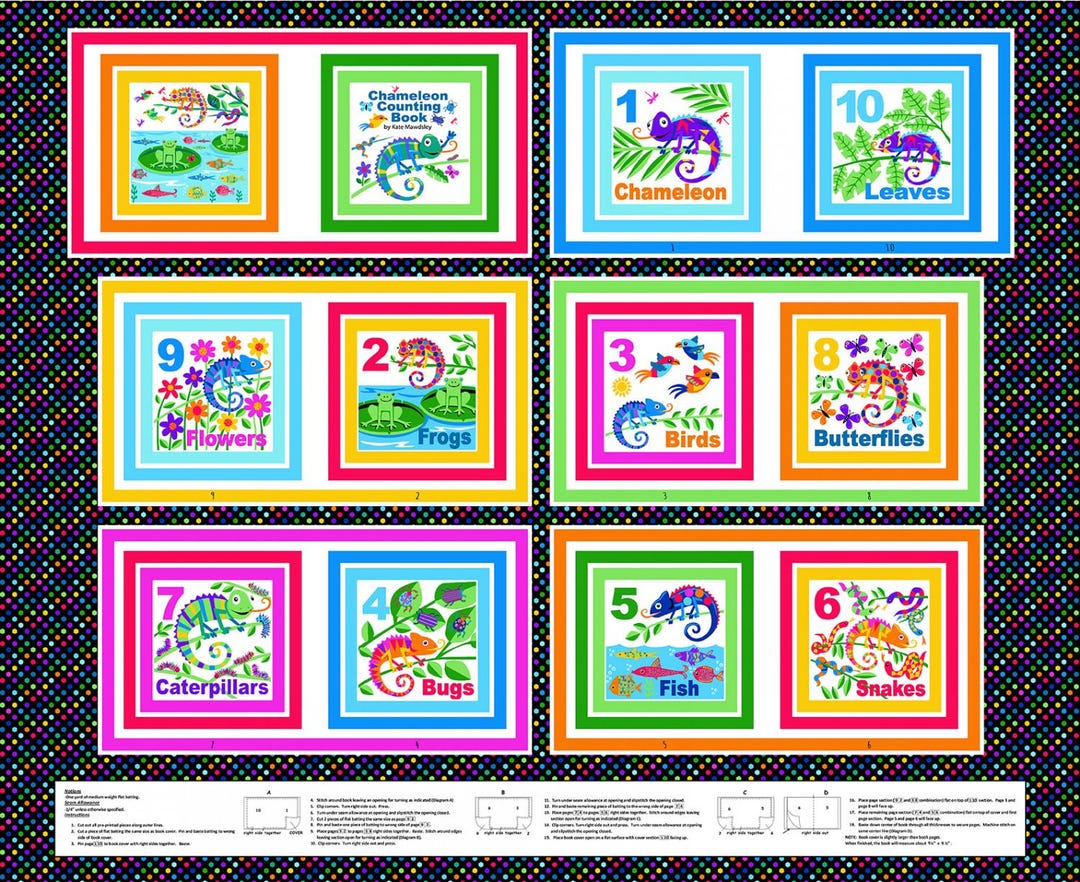 Cheerful & Colorful Numbers Cloth Book Panel by Kate Mawdsley for Henry ...