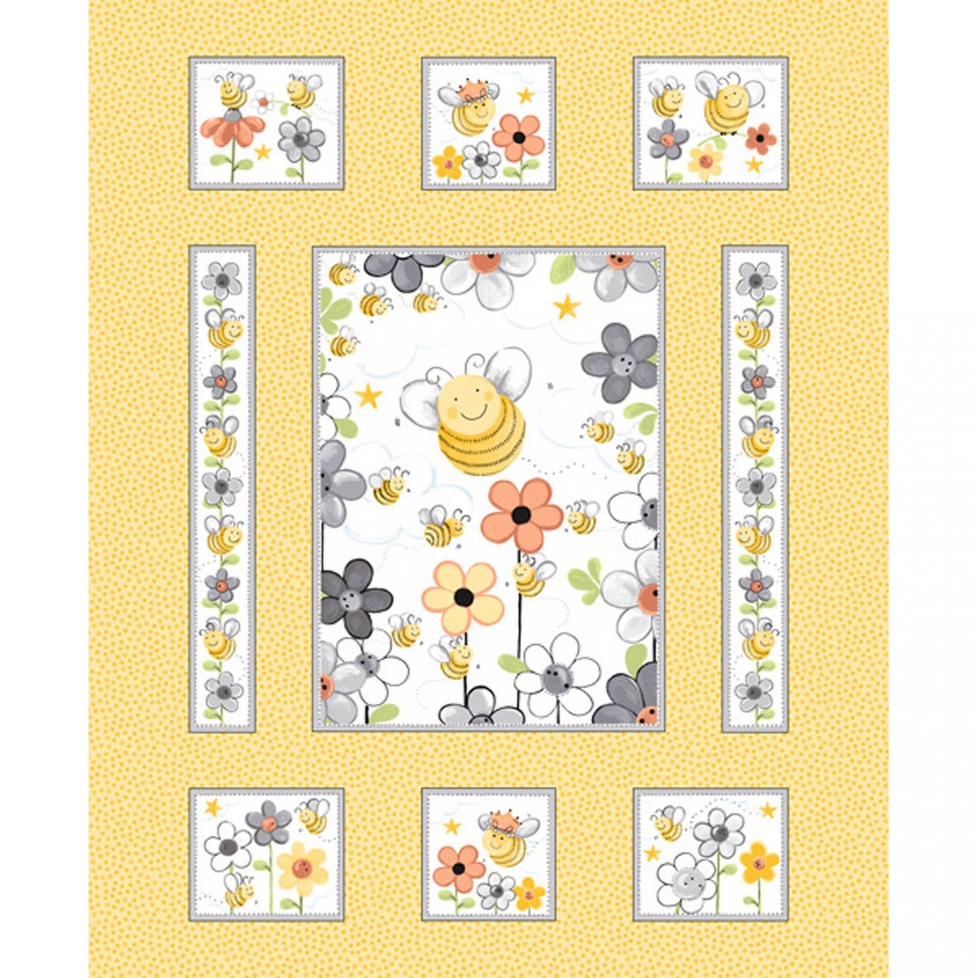 Susybee Sweet Bees Fabric Panel 36 X 44 Inches Cotton - Etsy