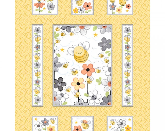 Susybee Sweet Bees Fabric Panel 36 X 44 Inches Cotton - Etsy