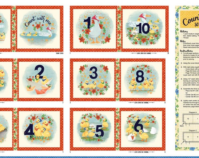 Dexter the Dinosaur Learns Numbers Children's Cloth Book Panel to Sew ...