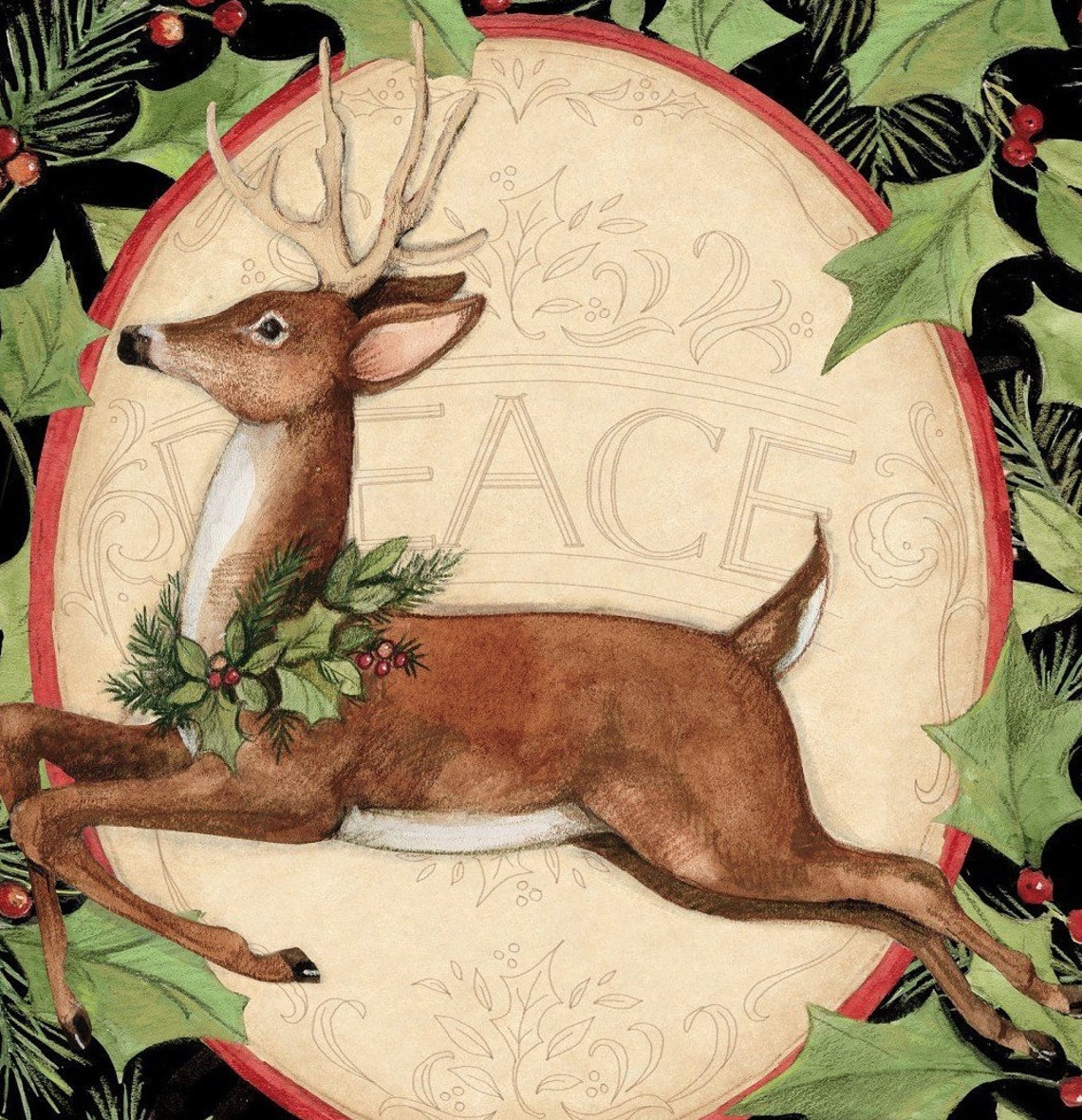 CHRISTMAS WOODLAND DEER Cotton Panel 36 X 44 by Springs - Etsy