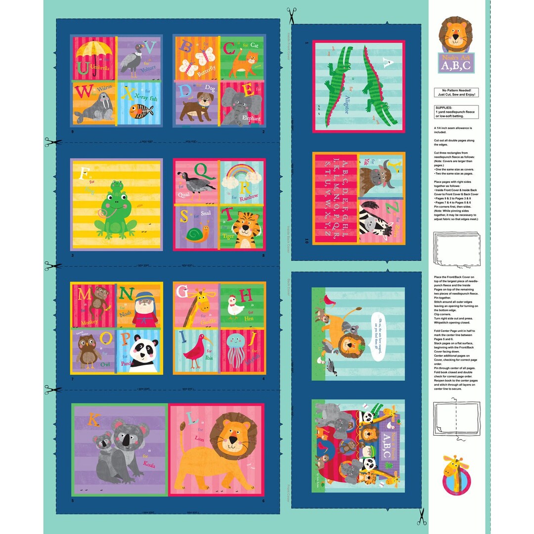 Noah & Friends II Cloth Book Panel to Sew From Cloth Works - Etsy
