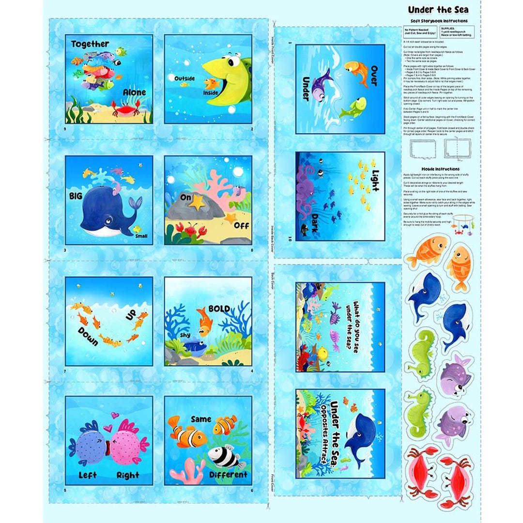 Multi Under the Sea Digital Cotton Storybook Panel, 36 X 44 Inches From ...