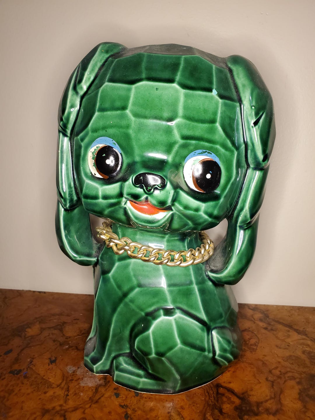 Vintage Green Ceramic Dog Piggy Bank Made in Japan Retro Kitsch Home ...