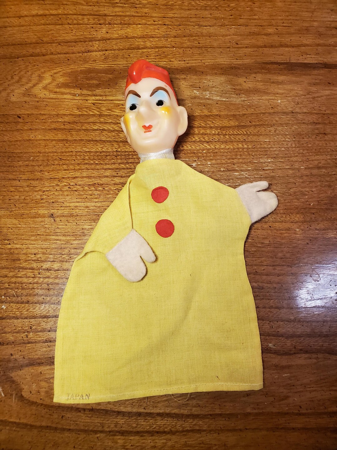 Vintage 1960s Japanese Hand Puppet - Yellow Cloth Body With Red Hair ...