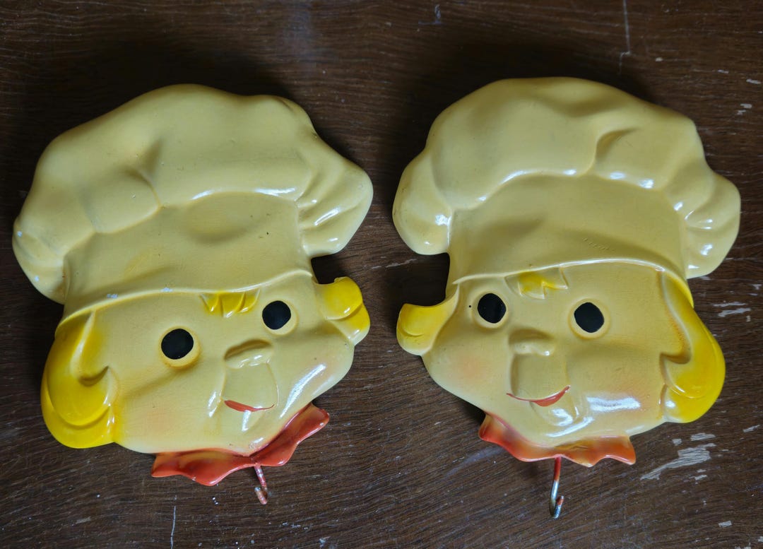 Vintage Miller Studio Chalkware Chef Wall Plaques: 1970s Retro Kitchen ...