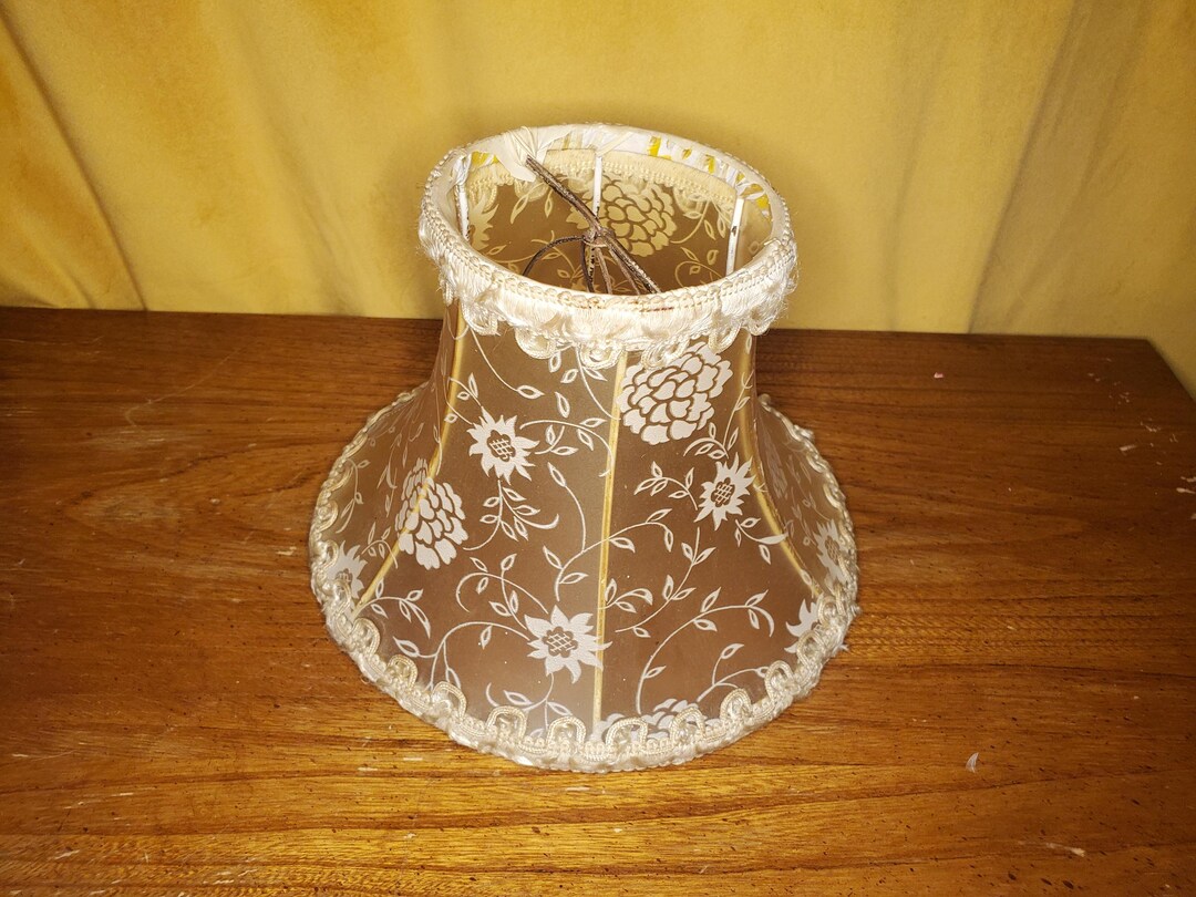 Small Translucent Gold Vinyl Lamp Shade With Floral Motif, 6" Tall - Etsy