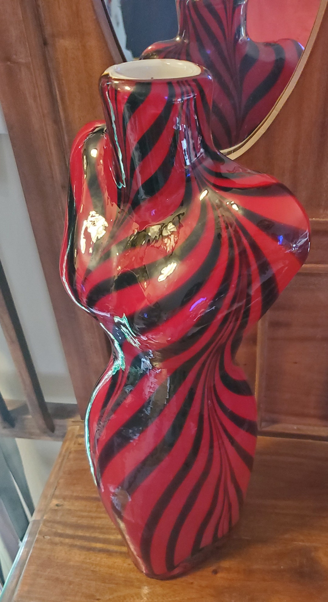 1980s Murano Art Glass Torso Sculpture, Sommerso Italian Glass, 17 ...