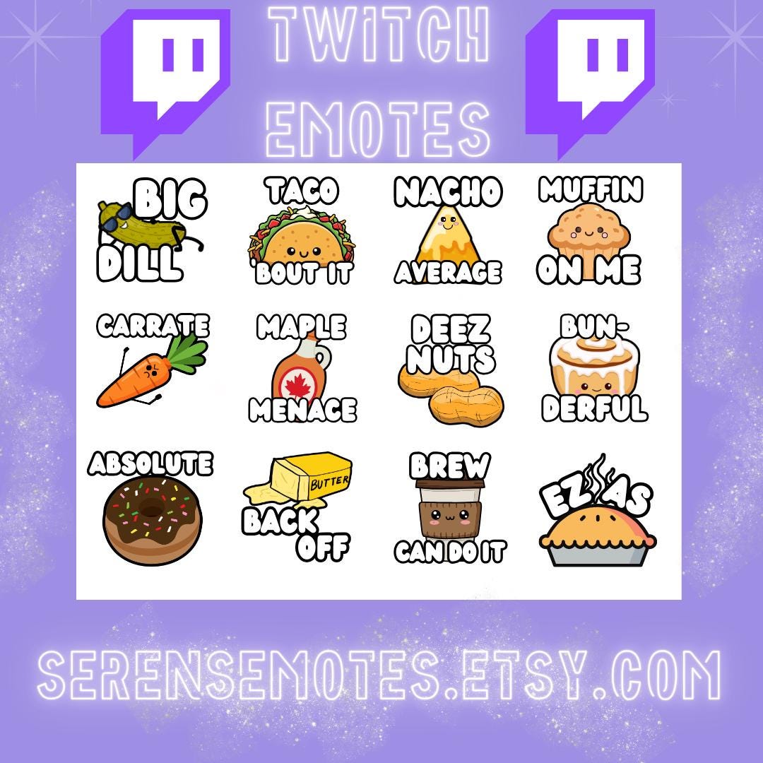 15 Food Pun Emote Bundle / Twitch Emote / Discord Emote - Etsy