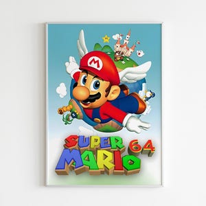 Super Mario 64 Poster | Super Mario Video Game Poster | Gaming Poster ...