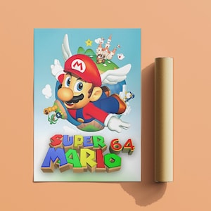 Super Mario 64 Poster | Super Mario Video Game Poster | Gaming Poster ...